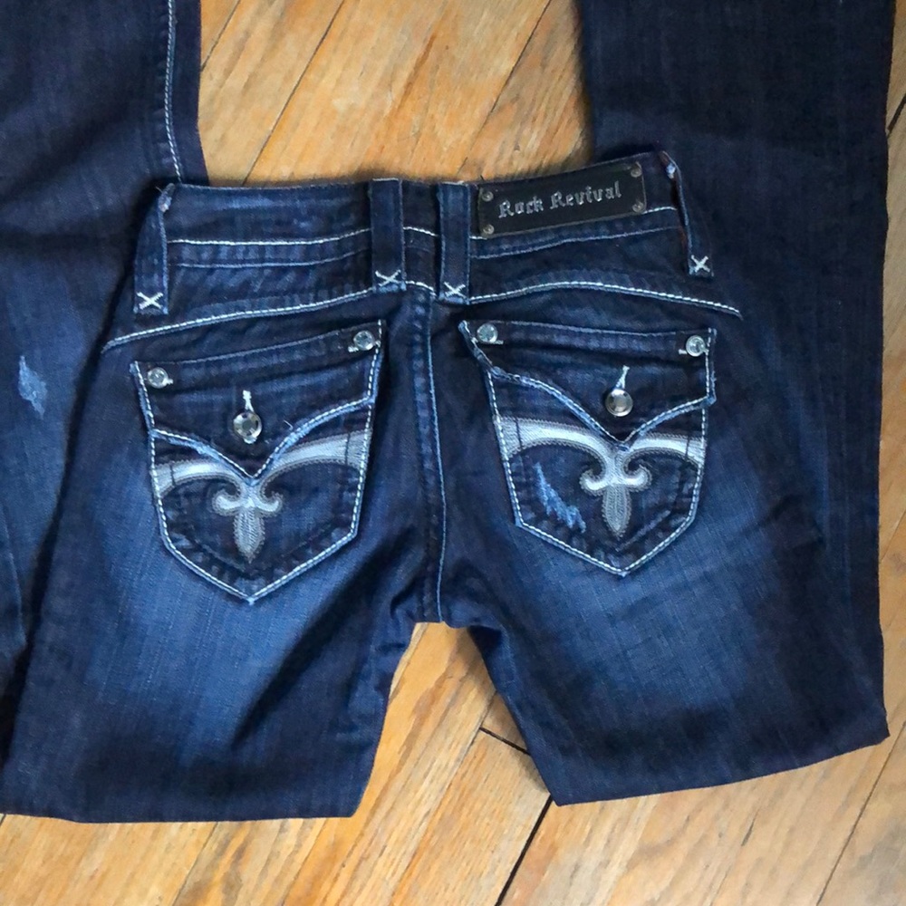 Rock Revival Distressed Stephanie Boot Cut Jeans Size… - Gem